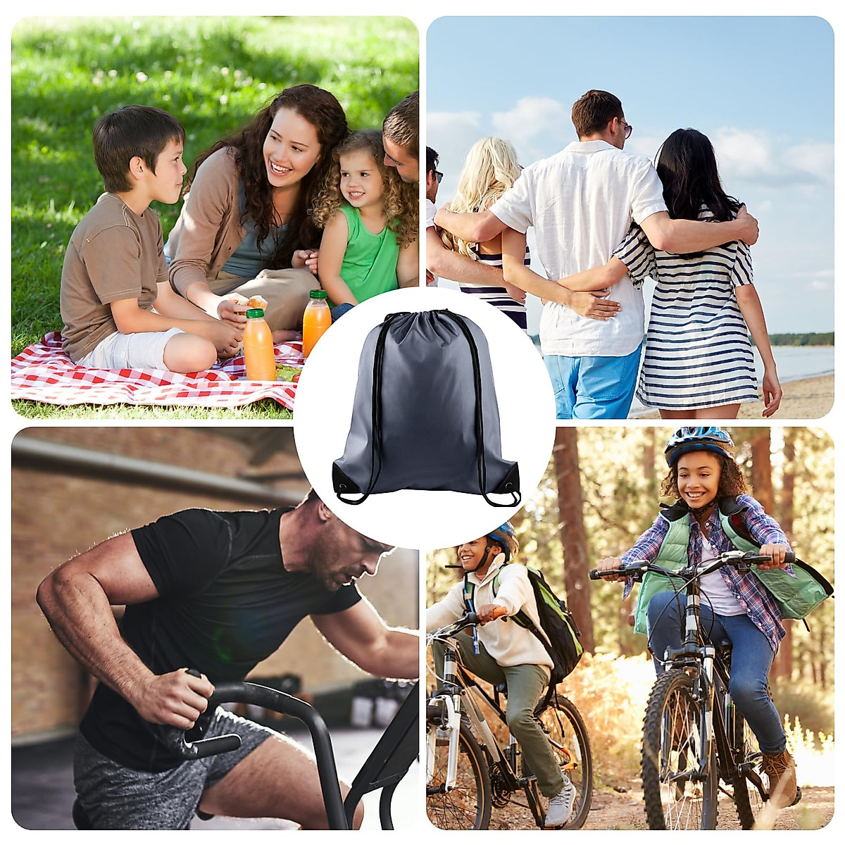 KUUQA 2 Pcs Gray Drawstring Backpack Drawstring Bag Bulk Sports Cinch Bags String Backpack Storage Bags for Gym Traveling