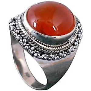 Girivar Creations Carnelian Ring 925 Solid Sterling Silver Ring For Women & Men Handmade Ring Gemstone Ring Engagement Ring Orange Stone Ring Eternity Band Ring Boho Gift (9)
