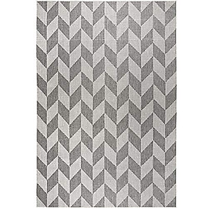 Nicole Miller New York Patio Country Calla Contemporary Herringbone Indoor/Outdoor Area Rug, Black/Grey, 9'2"x12'5"