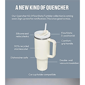 BENGGUO 40 oz tumbler with handle and straw, Quencher H2.0 FlowState, Stainless Steel Vacuum mug, coffee mug with lid, iced coffee tumbler, mug with handle,insulated coffee tumbler