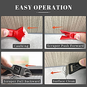 Caulking Tools-Silicone Sealant Finishing Tool Kit Caulk Grout Remover Scraper(Stainless Steel Head) For Kitchen Bathroom And Window (3 in 1) (10Pcs)