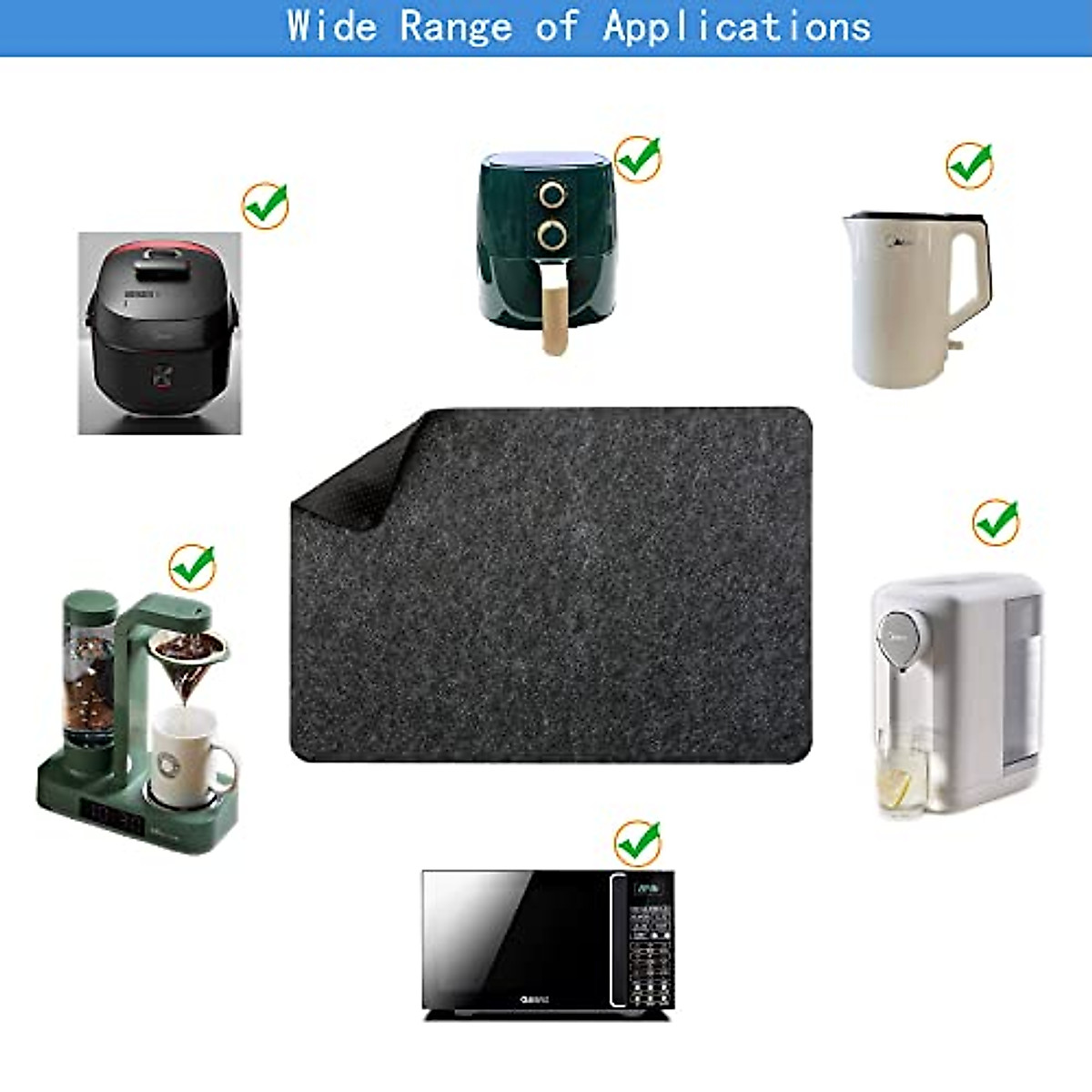 2 Pcs Heat Resistant Mat for Air Fryer, Air Fryer Mat for Counter Heat Resistant, Kitchen Countertop Protector Mat 17.3x11.8 Inch, Kitchen Appliance Non-slip Mat for Coffee Maker, Blender, Air Fryer