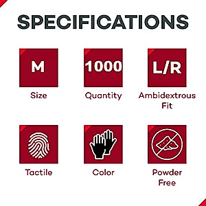 Dealmed Black Nitrile Exam Gloves – Disposable Multi-Purpose Use Medical Gloves Use for First Aid and Medical Facilities, 100 Count (Medium, Pack of 10)