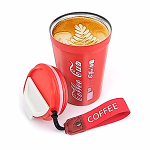 Gr8ware 13oz Travel Coffee Mug with Lid, Leak Proof Coffee Travel Mug for Hot/Iced Drinks, Double Wall, Vacuum Insulation - Red