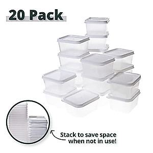 Greenco Mini Rectangular Storage Containers, 20 Pack, 2oz Reusable Small Plastic Storage Container Jars with Lids | Perfect for Baby Food, Snacks, Sauces, Candy, and More |Freezer & Dishwasher Safe