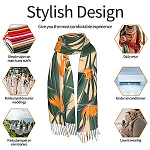 Cashmere Scarf Blanket with Tassel Bird of Paradise Womens Gifts Long Shawl Wraps Winter Stole