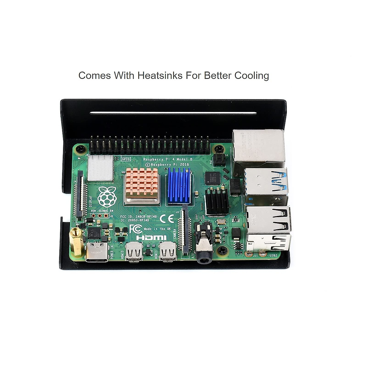 waveshare Aluminum Alloy Case with 3 PCS Heatsinks for Raspberry Pi 4, Metal Case Designed for Raspberry Pi 4B,Compatible 3.5inch RPI LCD (A)/(B)/©