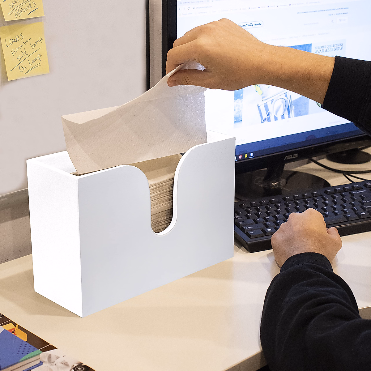 Bamboo Paper Towel Dispenser, Paper Towel Holder Wall Mount & Countertop for Kitchen and Restroom Decor - Holds Multifold Paper Towel, C Fold, Trifold Hand Tissue Napkins.