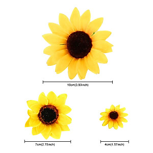 FZBNSRKO 60Pcs Artificial Sunflower Heads,Artificial Silk Sunflower Heads Small Sunflowers Heads for Home Indoor Wedding Party Garden Craft Art Decorations(Three Sizes)