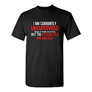 Currently Unsupervised Novelty Graphic Sarcastic Funny T Shirt M Black