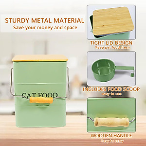 Yomjarl Farmhouse Cat Food Storage Container,6L Cat Food Canisters,Pet food Container Hold 5~6lbs Cat Food Treats,Airtight Cat food Storage with Lid and Scoop,Kibble Container Countertop-Green…