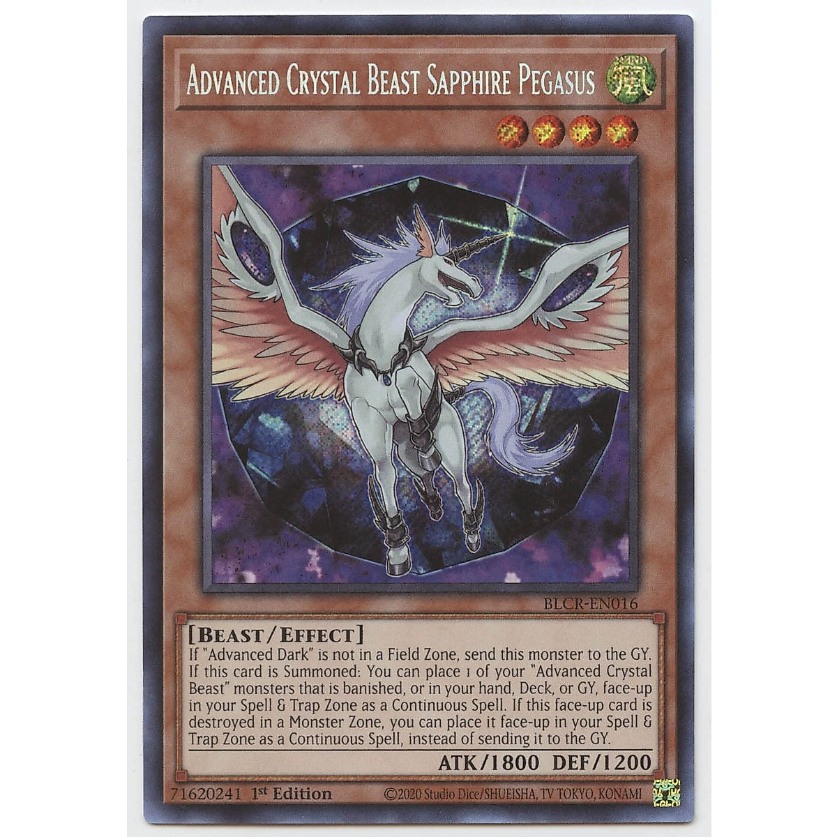 Advanced Crystal Beast Sapphire Pegasus - BLCR-EN016 - Secret Rare - 1st Edition