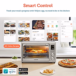 COSORI Smart 13-in-1 Air Fryer Toaster Oven Combo, Airfryer Rotisserie Sous Vide Convection Oven Countertop, Bake, Broil, Roast, Dehydrate, 134 Recipes & 4 Accessories, 32QT, Silver, Stainless Steel