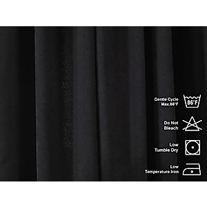 CASANEMA Extra Long Room Darkening 132" Length Faux Velvet Black Curtain Drapes - Hanging Back Tab & Rod Pocket 5-25 Feet Custom Made Curtains Set of 2-Made in Turkey Each(52" Wx132 L)