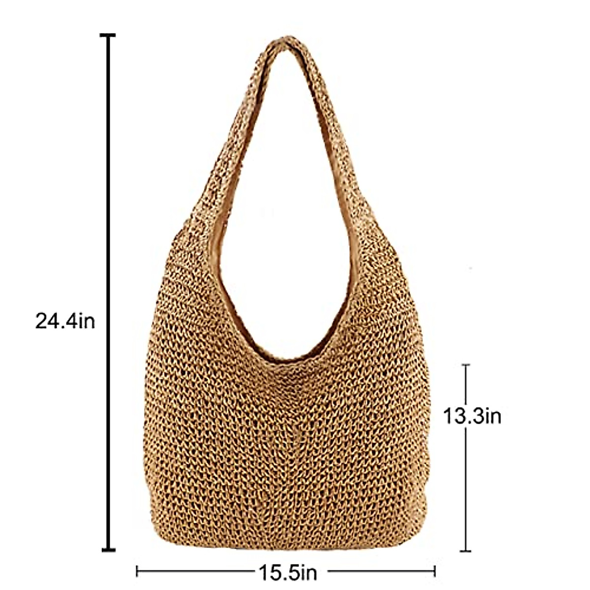 Ayliss Women Straw Woven Summer Beach Bag Tote Shoulder Handmade Weaving Handbag (Khaki #1)