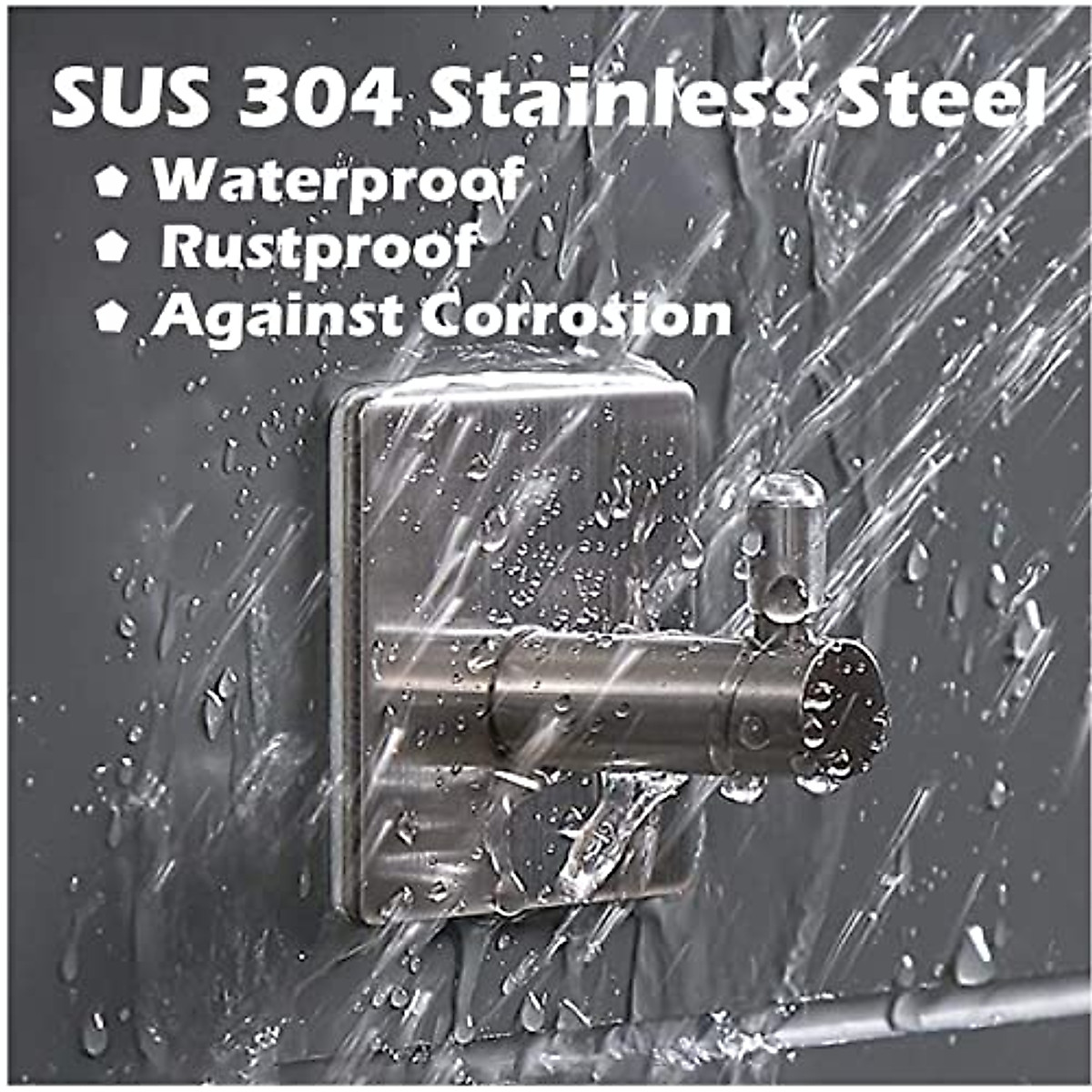 Towel Hooks Bathroom Coat Robe Hook，No Punch Heavy Duty Waterproof Hanging Cap Adhesive Hook for Bathroom, Bedroom, RV & Kitchen - 4 Pieces (Sliver)