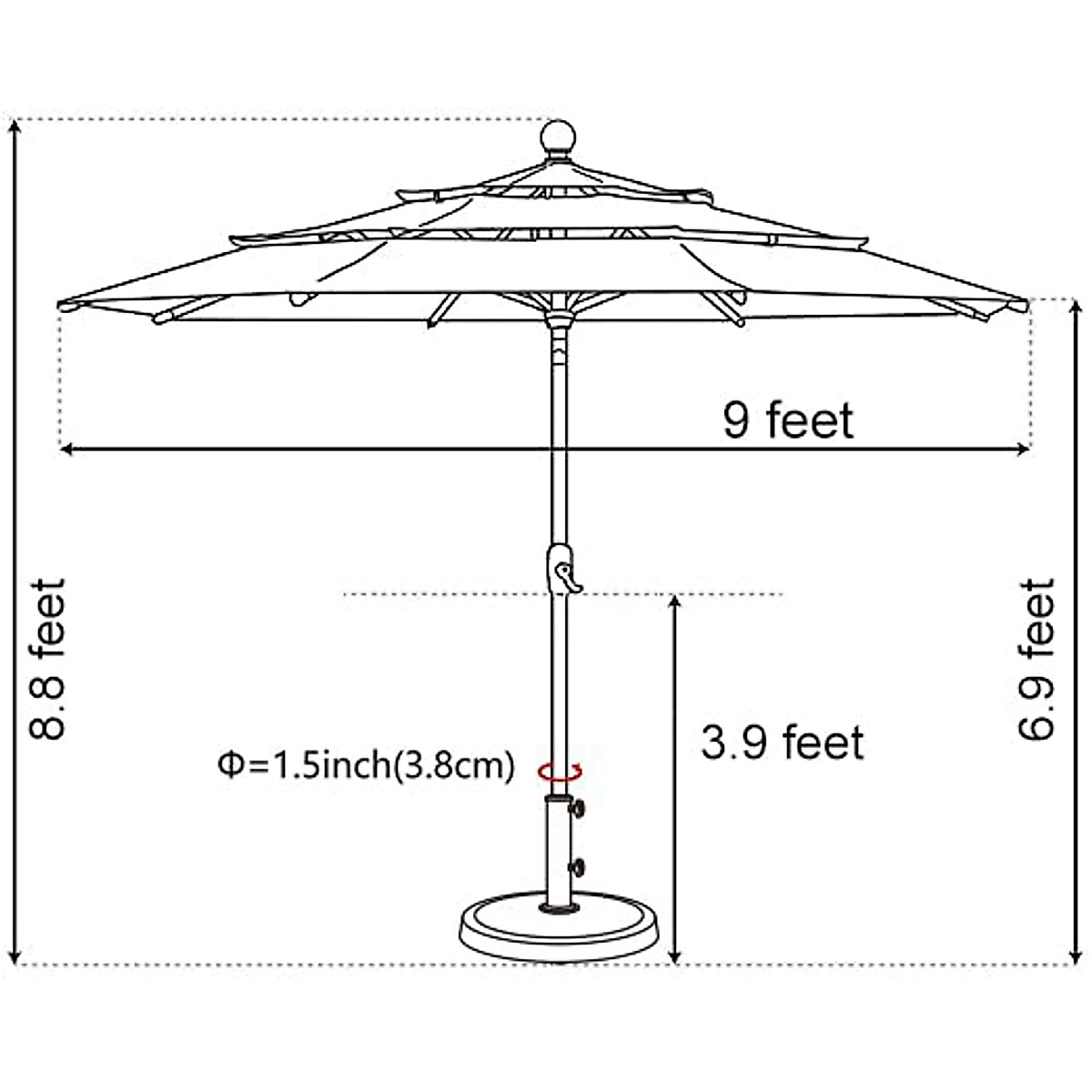 EliteShade USA Sunumbrella Solar 9ft 3 Tiers Market Umbrella with 80 LED Lights Patio Umbrellas Outdoor Table with Ventilation and 5 Years Non-Fading Top,Royal Blue
