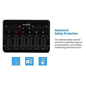 JESSPOW CR123A Rechargeable Batteries 16 Pack with Charger, Rechargeable Lithium Batteries [ 750mAh 3.7V ] for Arlo Cameras (VMC3030/VMK3200/VMS3330/3430/3530), Flashlight