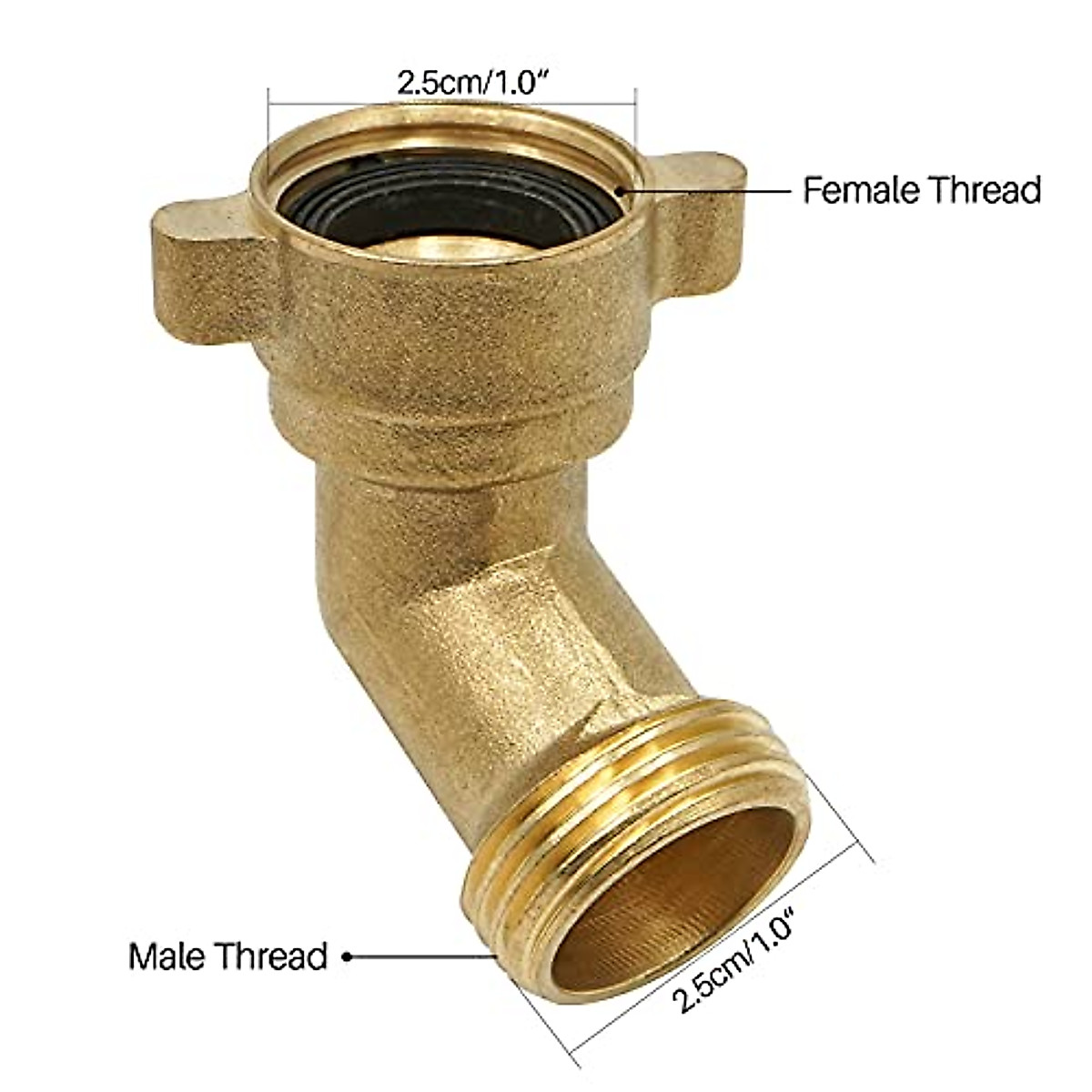 Garden Hose Elbow Connector ? Degree Solid Brass Adapter Hose Extender for Eliminates Stress and Strain On RV Water Intake Hose Fittings