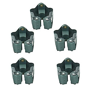 Ogrmar 5Pcs Mop and Broom Holder Wall Mounted Garden Storage Rack/Wall Organizer for Handled Tools with 10Pcs Screws (Blackish Green)