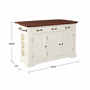 OSP Home Furnishings Country Kitchen Island, Distressed Black