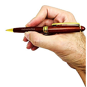 Confirmation Gift Set, Confirmed in Christ Wood and metal gold pen set with matching case, engraved with a special inspirational message
