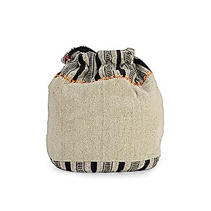 The House of Tara Grey Multicolour Handloom Fabric Crossbody Sling Shopping Bag with Tassels and Boho Ethnic Design for Women