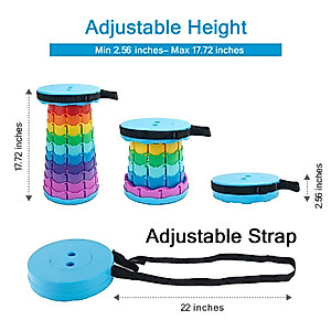 LB 2024 Upgraded Portable Collapsible Retractable Folding Stool, Lightweight Telescoping Foldable Camping Stool for Adults for Outdoor Fishing Hiking Gardening Travel BBQ, Hunting, Indoor Activities