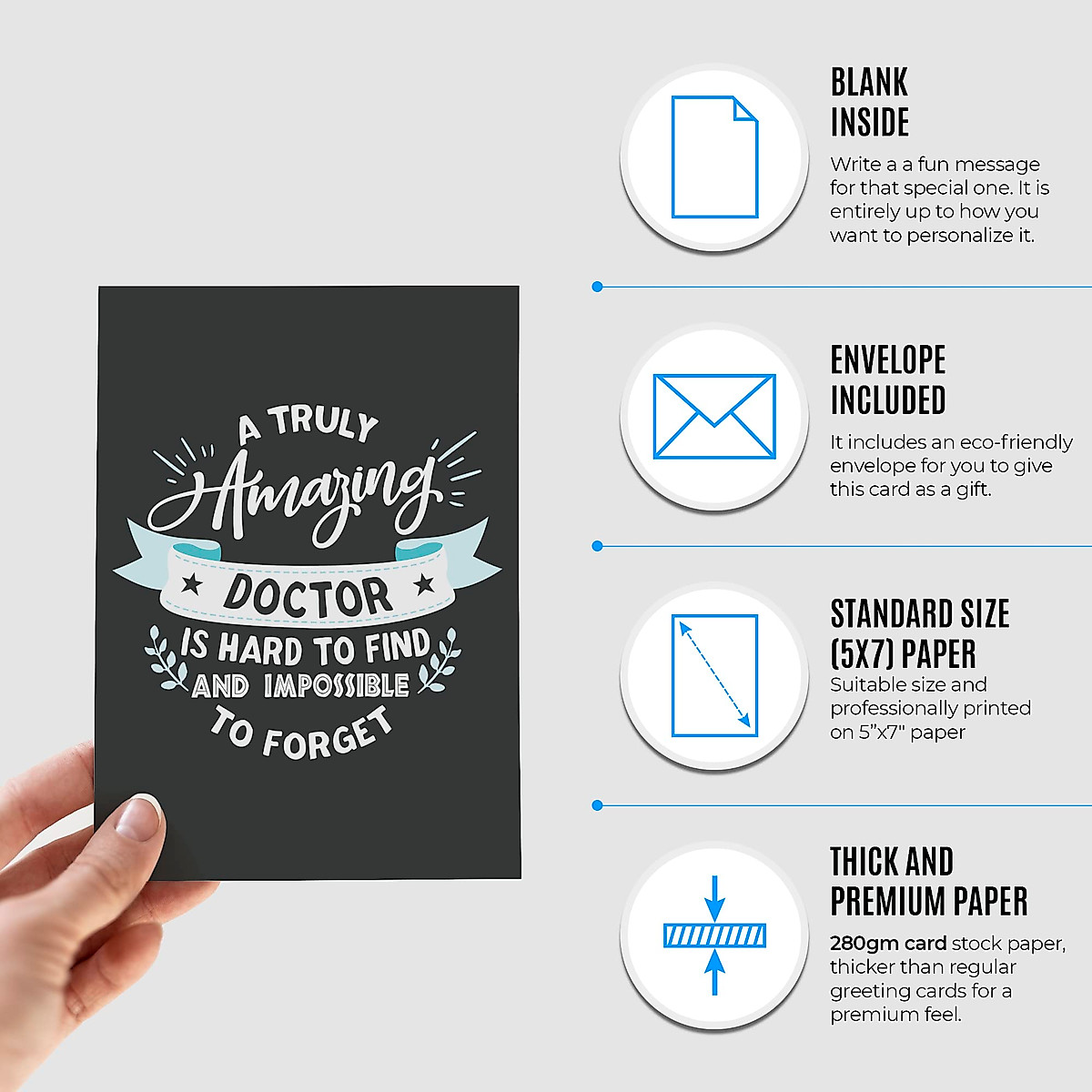 Thank You Card for Doctor | Awesome appreciation and gratitude card for men or women for any occasion: Birthday, Retirement, Graduation or just because.