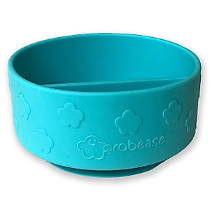 Grabease Bundle of Baby Utensils Set of Fork and Spoon with Suction Baby Bowl for Toddlers for Baby Led Weaning (Teal)