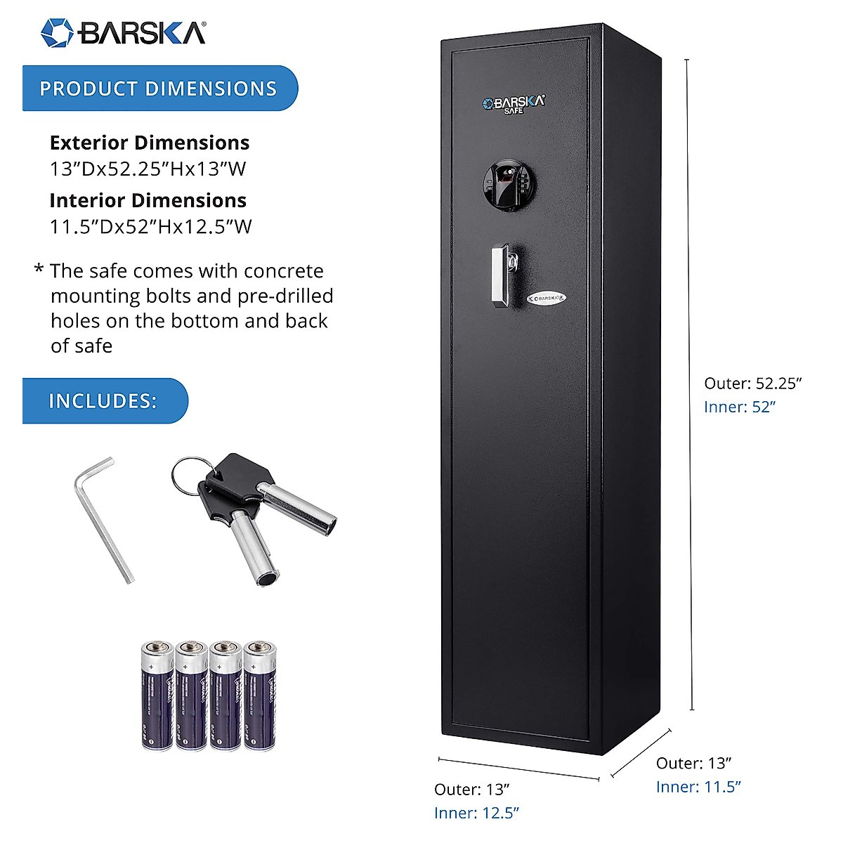 Barska Quick and Easy Dual Access Digital Biometric Fingerprint & Keypad Code Rifle Firearm and Long Gun Safe for Home - 11 Position