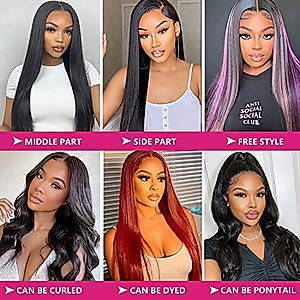 Ysxbui 13x6 Lace Front Wigs Human Hair 180 Density HD Transparent Straight Lace Front Human Hair Wigs for Women Straight Lace Front Wigs Pre Plucked with Baby Hair Natural Color (24 Inch)