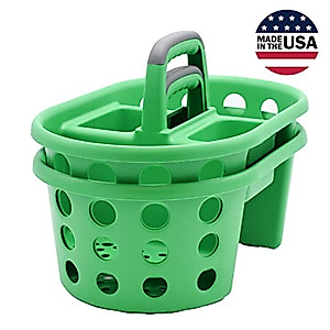 SIMPLYKLEEN Shower Caddy with Handle 2-Pack Plastic Bathroom Storage Organizer, Green Made in the USA
