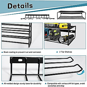 YALINKA Power Tool Storage Rack Holds 8 Drills, Separate Heavy Duty Electric Drill Holder Wall Mount, Utility Organizer Tool Shelf for Garage Home Workshop Shed, Set of 3
