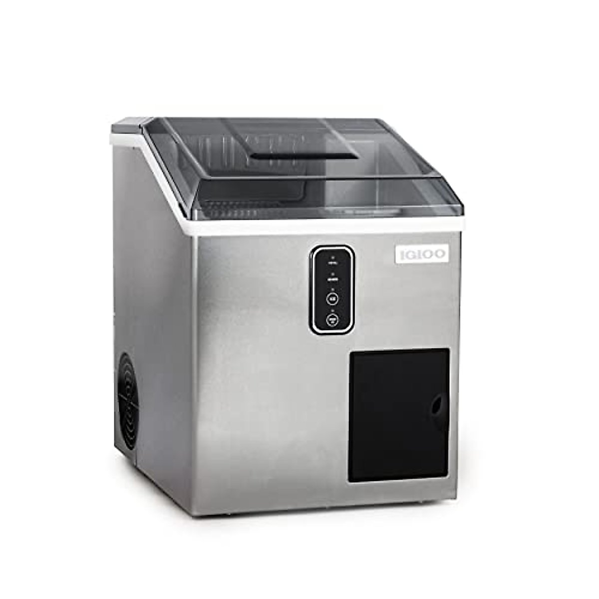 Igloo 44 lb Dual Purpose Ice Cube Maker & Dispensing Shaver, 12 Cubes Every 7-15 Minutes, 44 Lbs Daily, LED Touch Control Panel with Indicator Lights, Includes Ice Basket & Scoop, Stainless Steel
