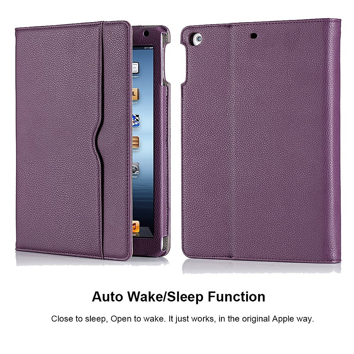 RUBAN Case Compatible with iPad 9.7 Inch 2018/2017 / iPad Air 2 / iPad Air 1 - [Corner Protection] Multi-Angle Viewing Folio Stand Cover with Pocket, Auto Wake/Sleep (Purple)