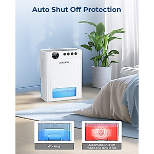 Dehumidifier, AMEIFU 1000 Sq. Ft Dehumidifier for Basement with 135 OZ Water Tank, Quiet Dehumidifier for Bathroom Bedroom Home Room RV Closet with Auto Shut Off 7 Colors LED Light