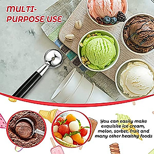 Double-Sided Fruit Melon Baller Spoon, 2 in 1 Stainless Steel Melon Ballers Melon Scoop for Watermelon Cantaloupe Ice Cream,18cm, Black/Silver