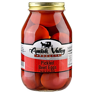 Amish Valley Products Pickled Eggs in Beet Juice Quart Glass Jar (1 Quart Jar - 32 oz)