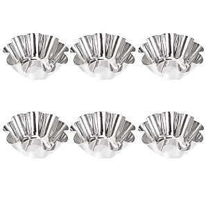 DOITOOL Baking Cup Cupcake Liners 12Pcs Delicate Stainless Steel Useful Tart Pans Flower Reusable Cupcake Muffin Baking Cup Mold for Kitchen(Silver)