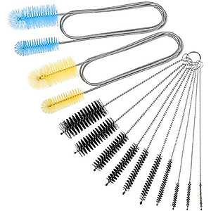 12 Pieces Tube Cleaning Brush Aquarium Filter Brush Nylon Tube Brush Set Flexible Double-Ended Hose Brush Pipe Clean Brush Stainless Steel for Fish Tank, Kitchen, Glasses, Drinking Straws, Keyboard