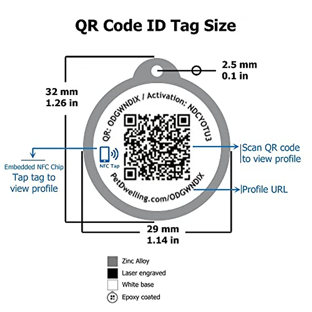 Pet Dwelling Premium NFC-QR Code Pet ID Tags - Dog Tags and Cat Tags, Connect to Online Pet Profile, Receive Instant Scanned Location Email Alert(Rose Gold Paw)