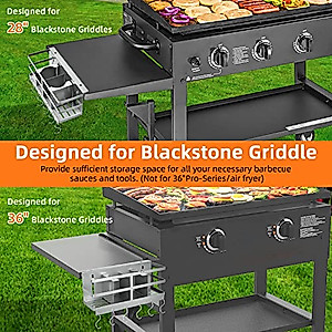 KGDJS Grill Caddy, Upgraded BBQ Caddy Designed for 28"/36" Blackstone Griddles, Removable Griddle Caddy, Space Saving BBQ Accessories Storage Box, Free Drilling Hole & Easy to Install (Grey)