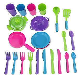 Kids Super Durable Kitchen Toys Set, Pretend Play Children's Dish Toy, Wash and Dry Tableware Dish Rack with Drainer (Great Gift for Kids) (27 Pieces)