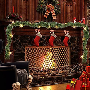 Dazzle Bright 15 FT Artificial Christmas Garland, Pre-Lit 35 LED Mini String Lights Plug in Xmas Garland, Lighted Christmas Decoration for Indoor Holiday Door Home Stairs Decor