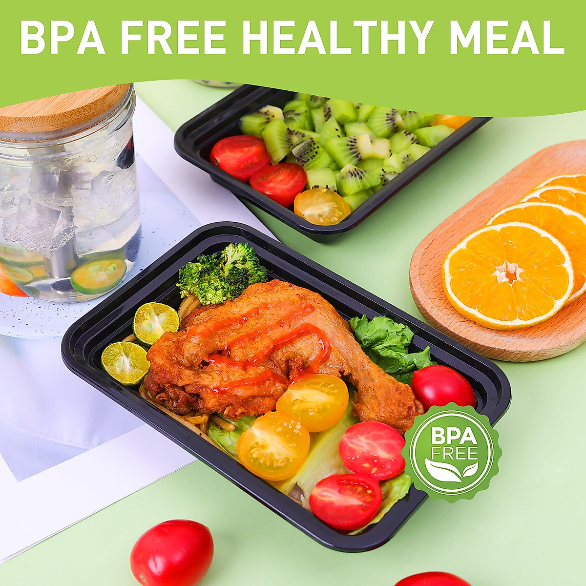 Moretoes 15 Pack 16oz Meal Prep Containers Reusable Plastic Food Storage Containers with Lids, Food Take-Out Box for Lunch Reusable Bento Box, Microwave Freezer Dishwasher Safe