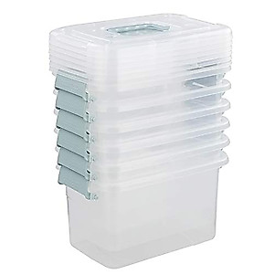 Sandmovie 5.5 Quart Plastic Storage Container Box with Lid and Handle, 6 Packs