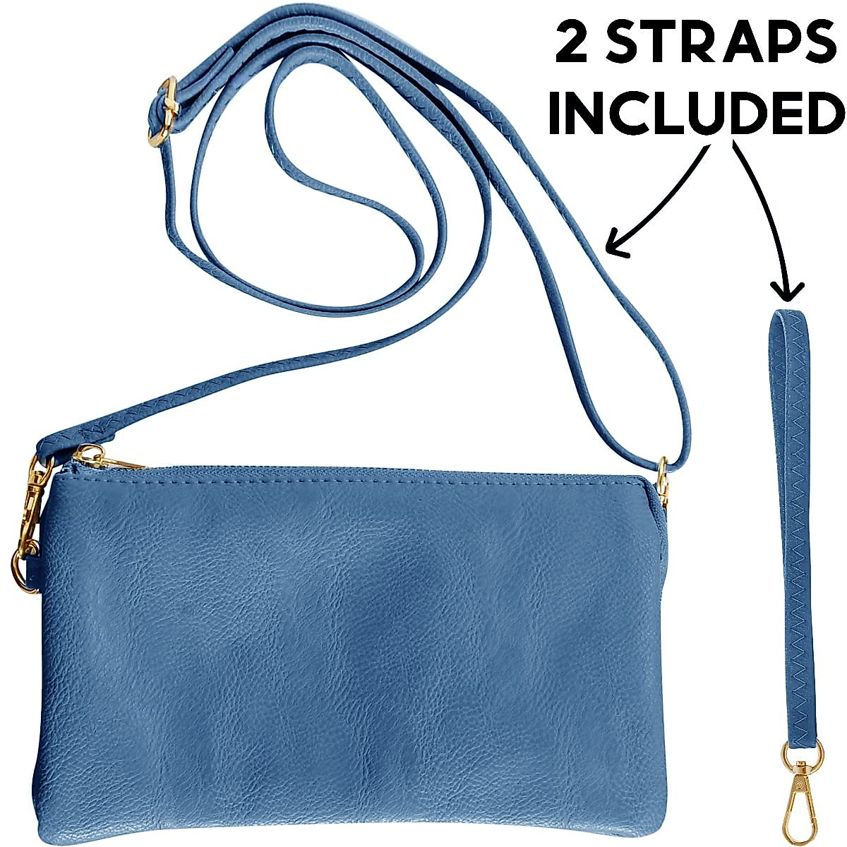 Clutch Purse Wristlets for Women - Small Clutch Purses for Women, Wristlet Wallets for Women, Casual Clutch Purse, Vegan Leather Wristlet with Shoulder and Wrist Strap, Crossbody Bags for Women