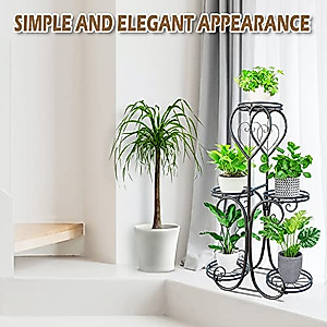 ZHAZHADI Plant Stand Indoor Outdoor - Metal 5 Tier Flower Pot Holder Display Vertical Shelves Shelf - Wrought Iron Corner Planter Rack Multiple Organizer for Garden Patio Lawn Balcony Office Black