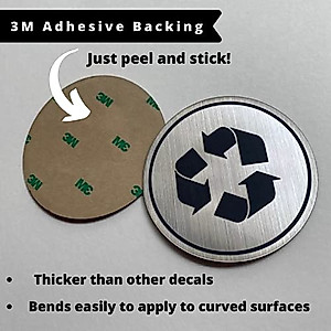 1620Designs Trash Recycle Sticker | Set of 2 Decals | Indoor Outdoor UV Stable & Weatherproof | Stainless Steel Kitchen Pantry Organization